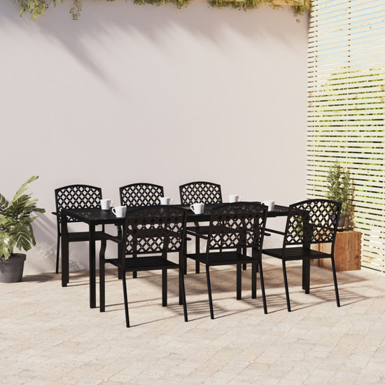 Lima Large Steel 7 Piece Garden Dining Set In Anthracite | Furniture in Fashion