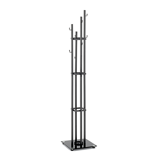 Lisboa Metal Coat Stand In Anthracite With Black Glass Base