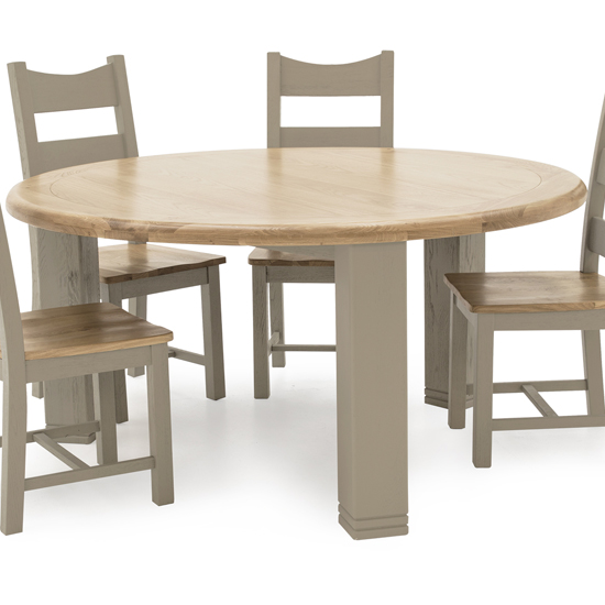 Logan Round Wooden Dining Table In Taupe | Furniture in Fashion