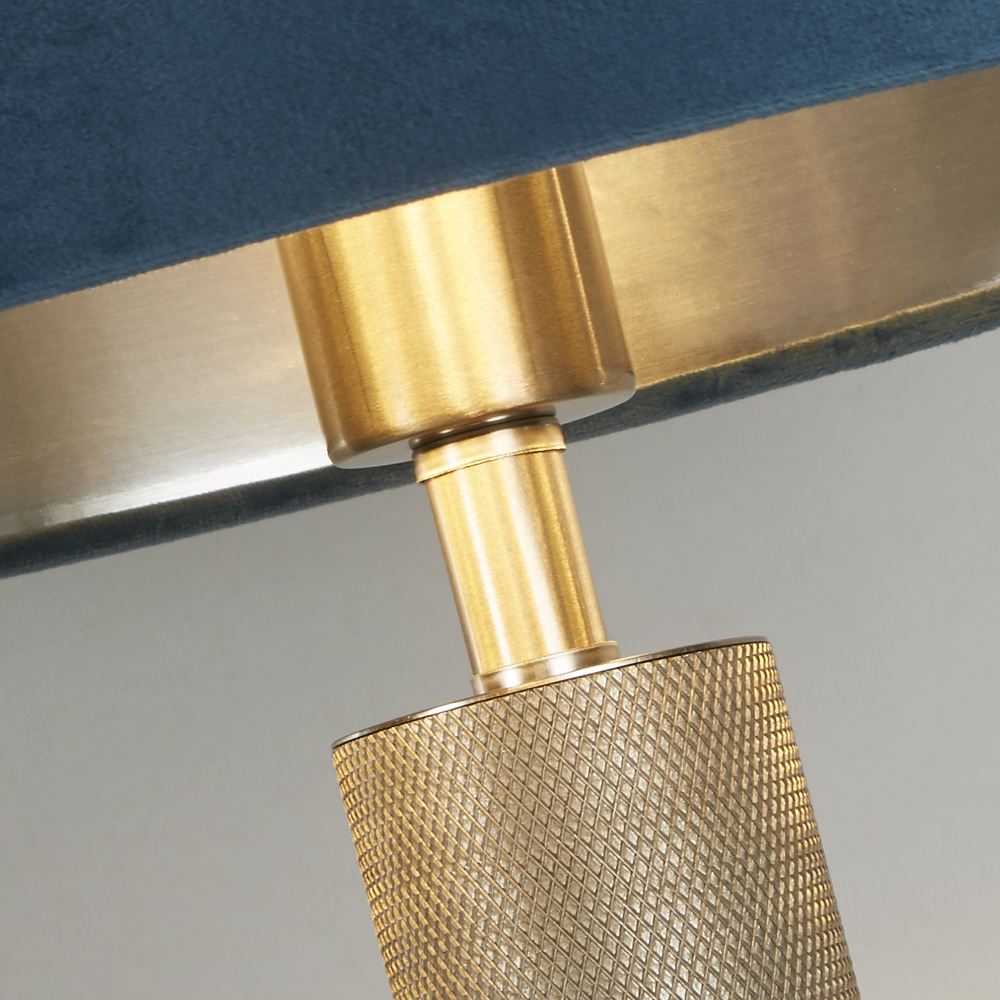 London Teal Velvet Shade Table Lamp In Satin Silver