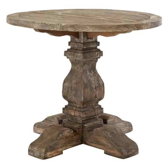 Lovito Wooden Pillar Round Dining Table In Rustic Teak | Furniture in ...