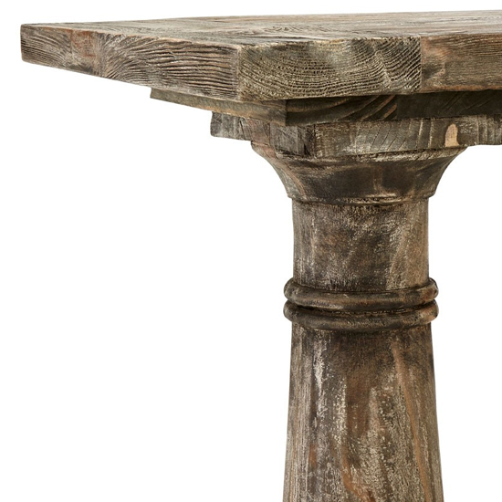 Lovito Wooden Pillars Console Table In Rustic Teak | FiF