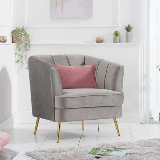 Lucite Velvet Upholstered Armchair In Grey