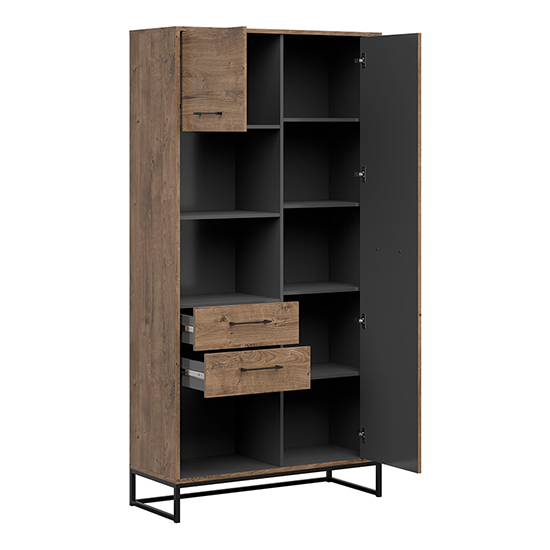 Luton Highboard With 2 Doors 2 Drawers In Graphite And Brown ...