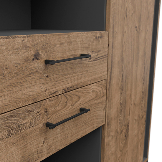 Luton Highboard With 2 Doors 2 Drawers In Graphite And Brown ...