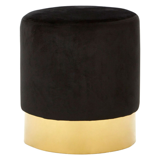 Luxury Round Upholstered Velvet Footstool In Taupe And Gold | Furniture ...