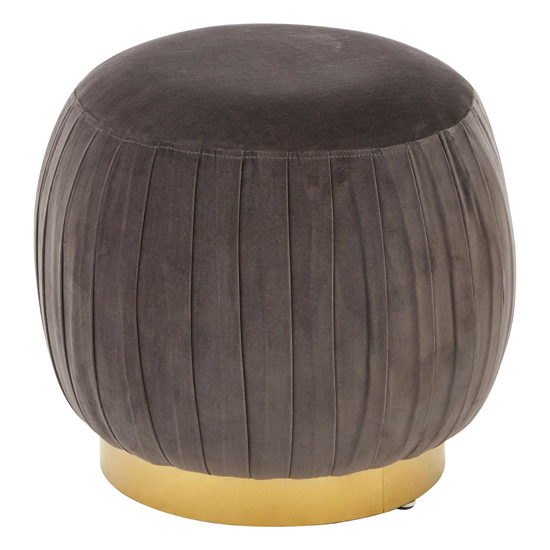 Luxury Round Upholstered Velvet Footstool In Grey And Gold | Furniture ...