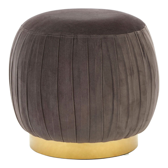 Luxury Round Upholstered Velvet Footstool In Grey And Gold | Furniture ...