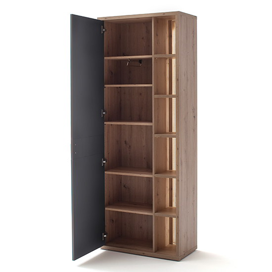 Lviv Tall Hallway Storage Cabinet In Grey With 1 Door And LED ...