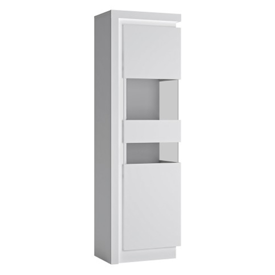 Lyco Tall Right Handed White High Gloss Display Cabinet With LED ...