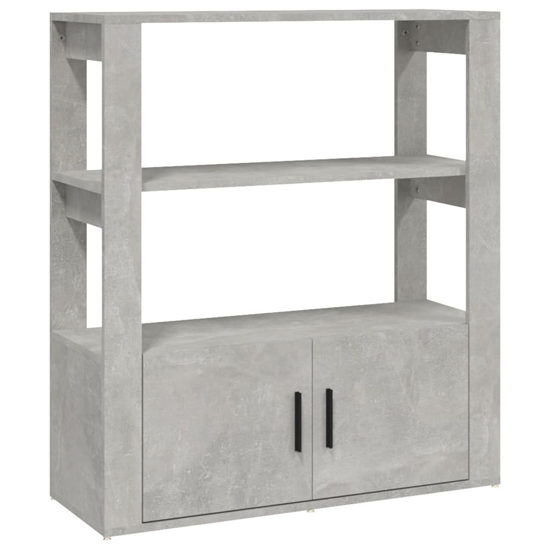 Madison Wooden Shelving Unit With 2 Doors In Concrete Effect