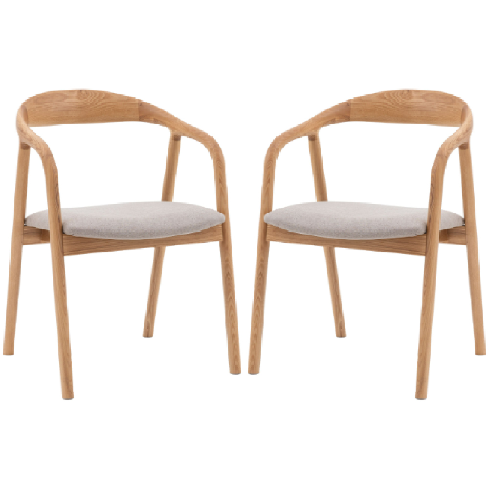 Madrina Natural Wooden Dining Chairs With Fabric Seat In Pair