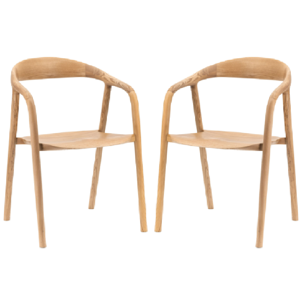 Madrina Natural Wooden Dining Chairs In Pair