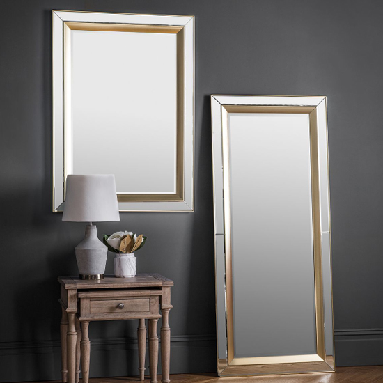 Madrina Rectangular Wall Mirror In Gold Frame | Furniture in Fashion