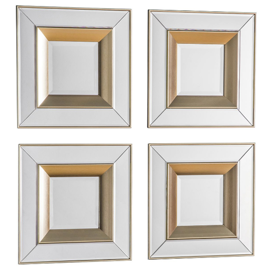 Madrina Square Set Of 4 Wall Mirrors In Gold Frame | Furniture in Fashion