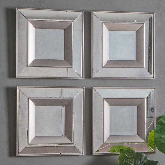 Madrina Square Set Of 4 Wall Mirrors In Gold Frame | Furniture in Fashion
