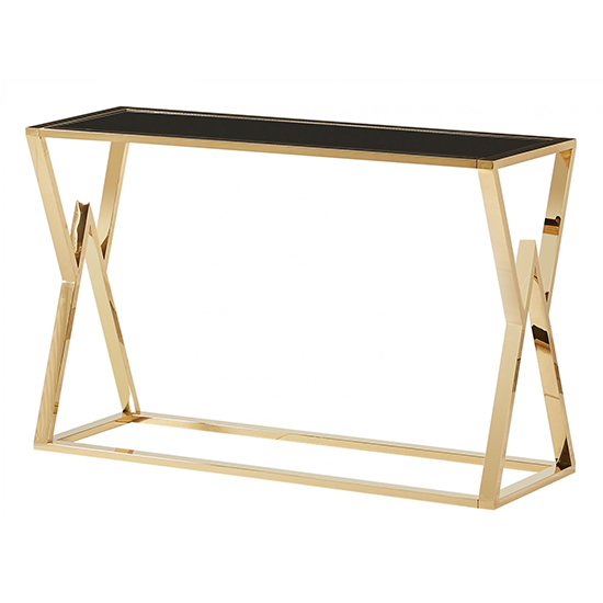 Magni Black Glass Console Table With Gold Metal Frame | Furniture in ...