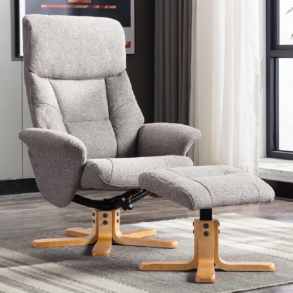 Maida Fabric Recliner Chair With Stool In Slate