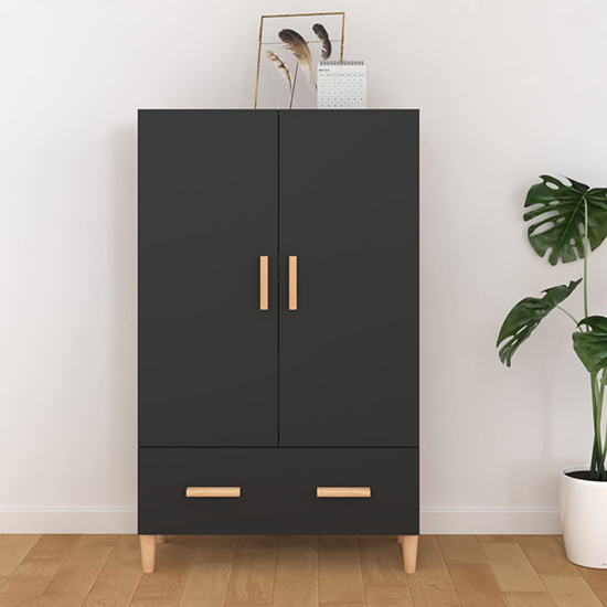 Makula Wooden Highboard With 2 Doors 1 Drawer In Black | Furniture in ...