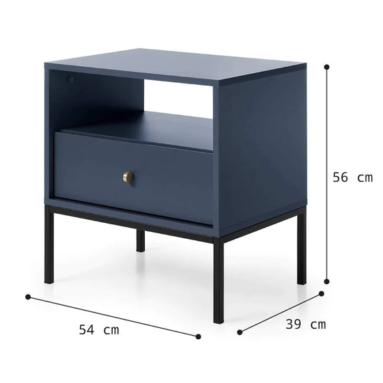 Malibu Wooden Side Table With 1 Drawer In Navy | Furniture in Fashion