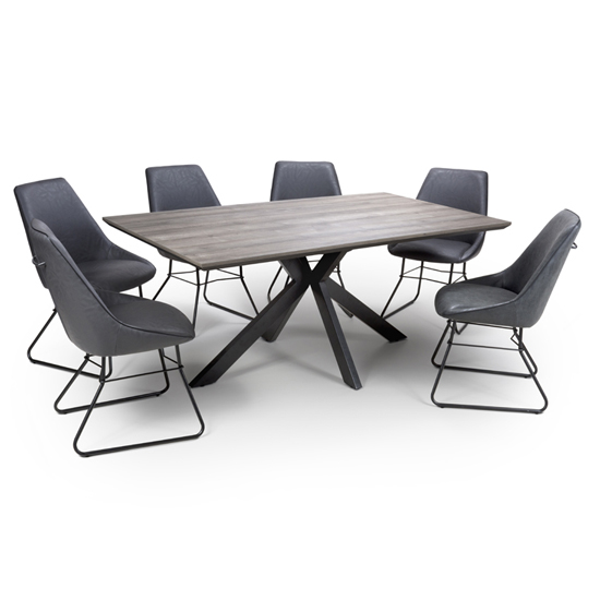 Manhattan Dining Set With 6 Wax Grey Cooper Chairs | Furniture in Fashion