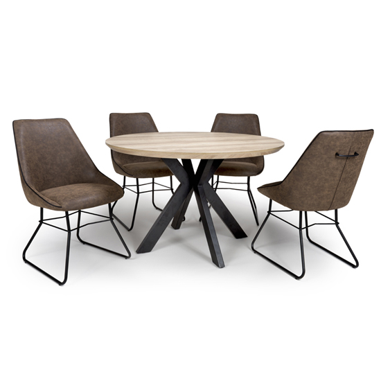 Manhattan Round Dining Set With 4 Wax Tan Cooper Chairs | Furniture in ...