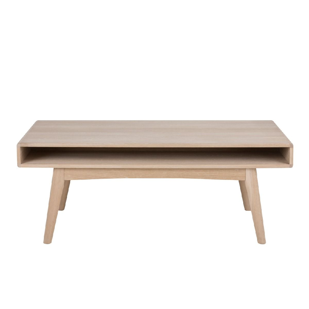 Manila Wooden Coffee Table With Open Shelf In White Oak