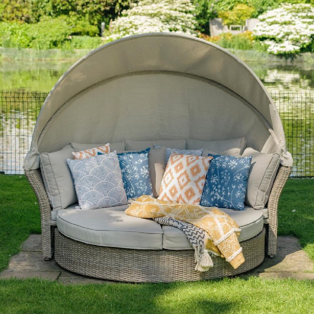 Marfa Rattan Garden Daybed With Cushion In Sand | Furniture in Fashion