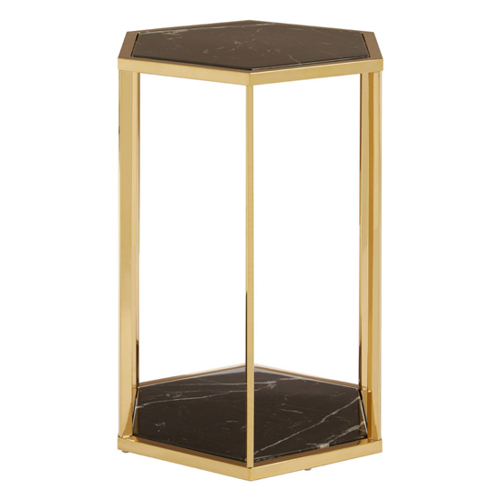 Markeb Black Marble End Table With Gold Stainless Steel Frame ...