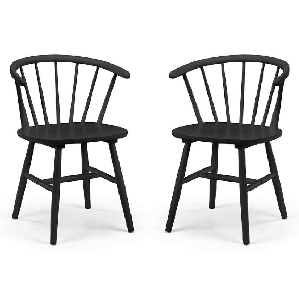 Marne Black Wooden Dining Chairs With Curved Back In Pair | Furniture ...