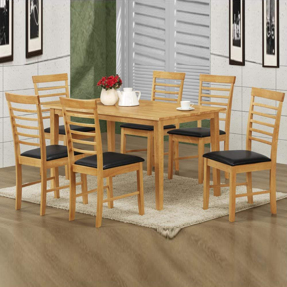 Marsic Wooden Dining Table With 6 Chairs In Light Oak | FiF