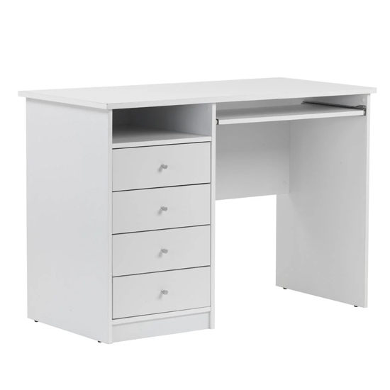 Mary Wooden Laptop Desk With 4 Drawers In White
