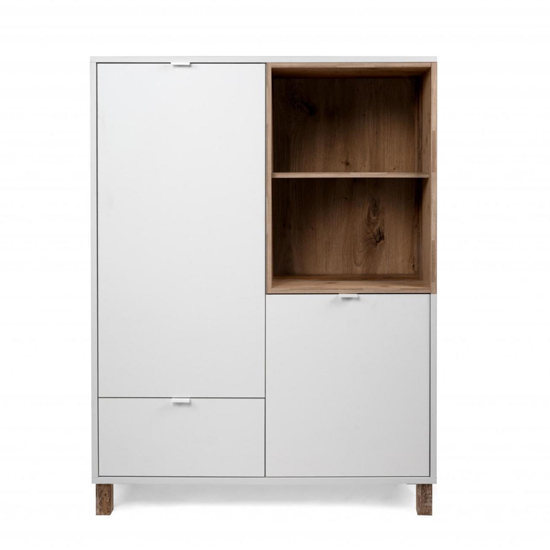 Mecoy Wooden Highboard In Old Style Bright And White | Furniture in Fashion