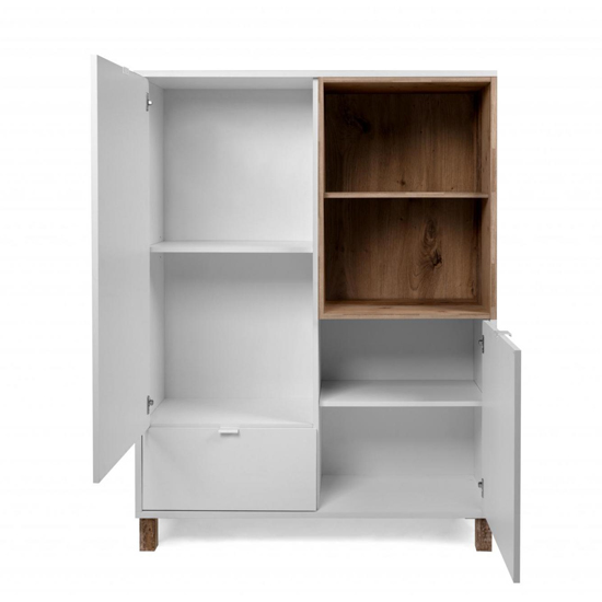 Mecoy Wooden Highboard In Old Style Bright And White | Furniture in Fashion