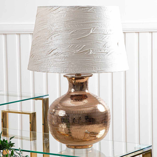 Melvin Drum-Shaped White Shade Table Lamp With Gold Base