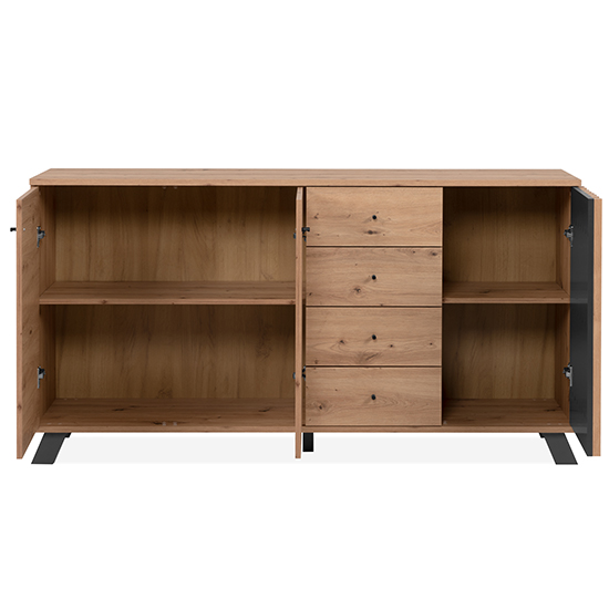 Macon Sideboard With 3 Doors 4 Drawers In Oak And Anthracite ...