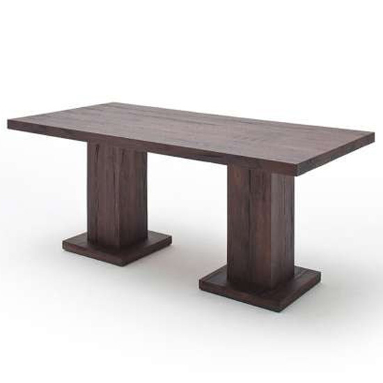 Mancinni 260cm Dining Table In Weathered Oak With 2 Pedestals ...