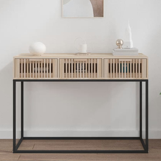 Mila Wooden Console Table With 3 Drawers In Brown