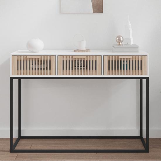 Mila Wooden Console Table With 3 Drawers In White
