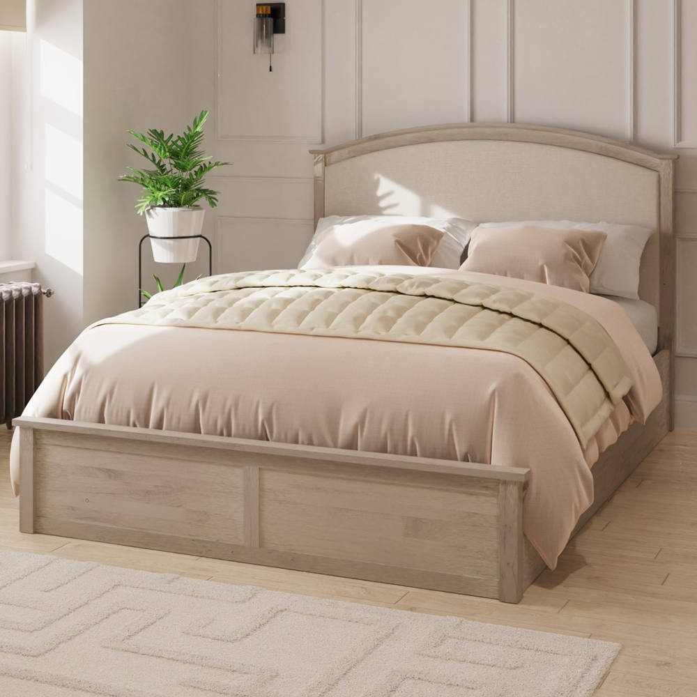 Millom Wooden Ottoman Storage Double Bed In Limed Oak