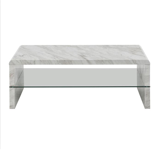 Momo High Gloss Coffee Table In Magnesia Marble Effect