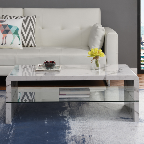 Momo High Gloss Coffee Table In Diva Marble Effect | Furniture in Fashion