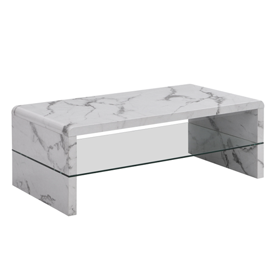 Momo High Gloss Coffee Table In Diva Marble Effect | Furniture in Fashion