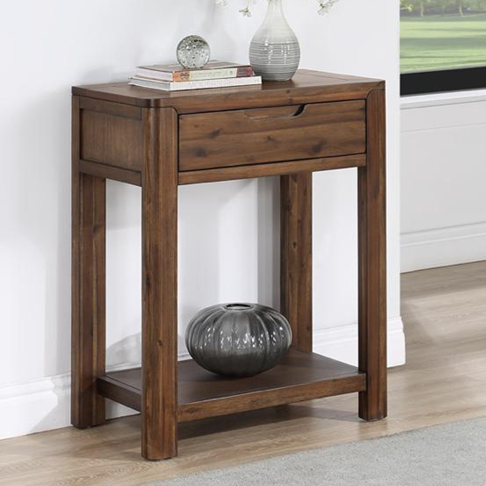 Monza Wooden Console Table With 1 Drawer In Walnut