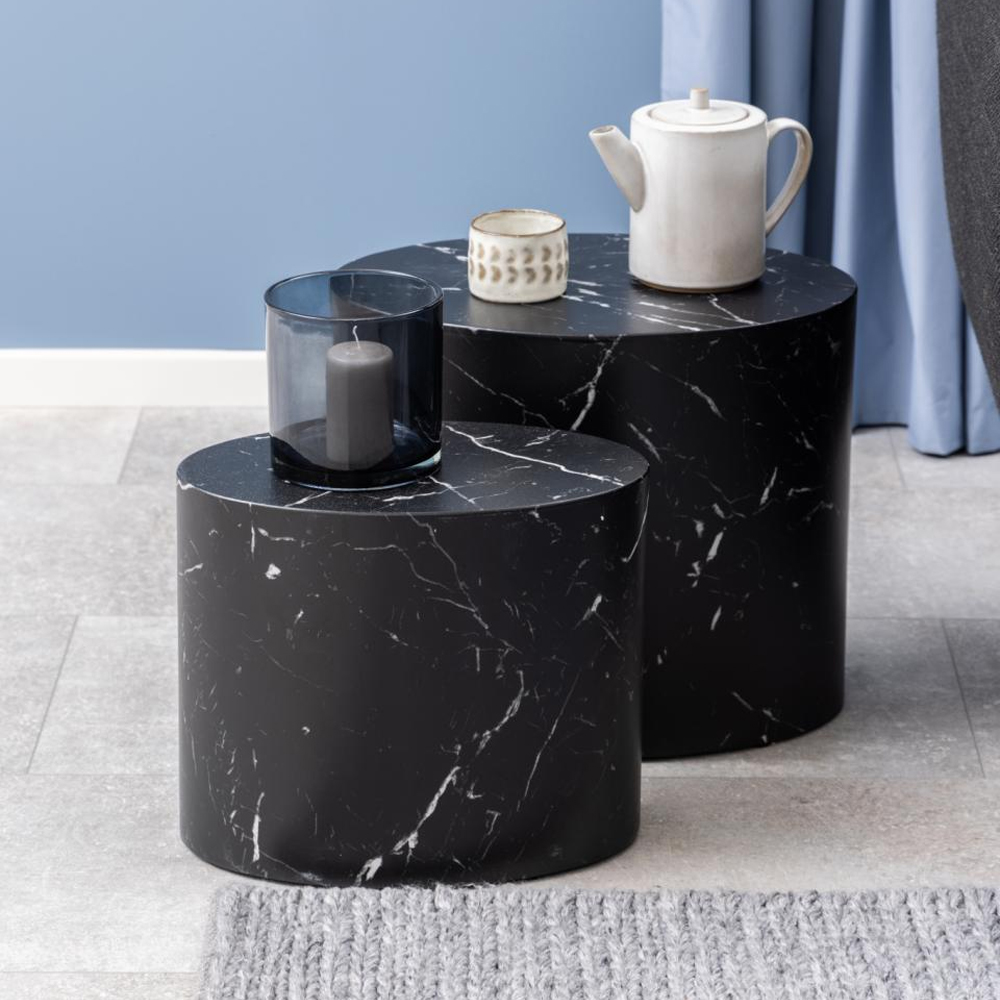 Moosic Marble Effect Nesting Coffee Tables - White