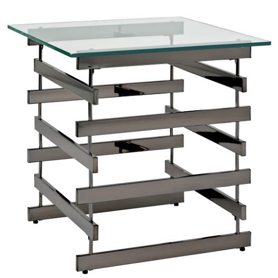 Moritz Glass End Table Large In Clear With Black Nickel Frame ...