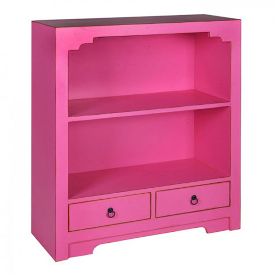 Anji 2 Drawer Low Bookcase in Pink 21338 Furniture in