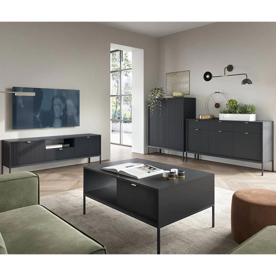 Napa Wooden Coffee Table With 1 Drawer In Matt Black