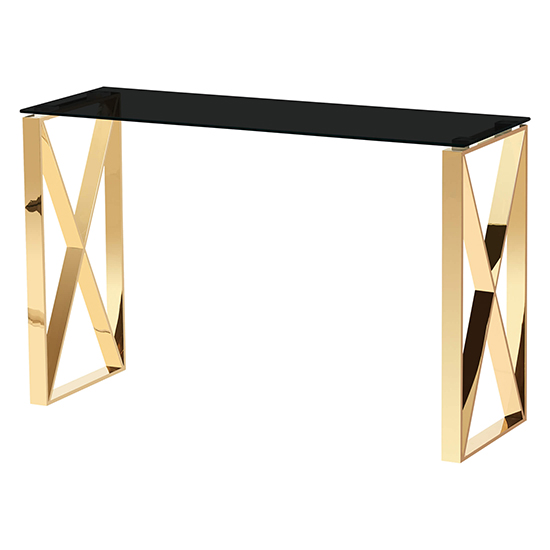 Nardo Black Glass Console Table With Gold Metal Frame | Furniture in ...