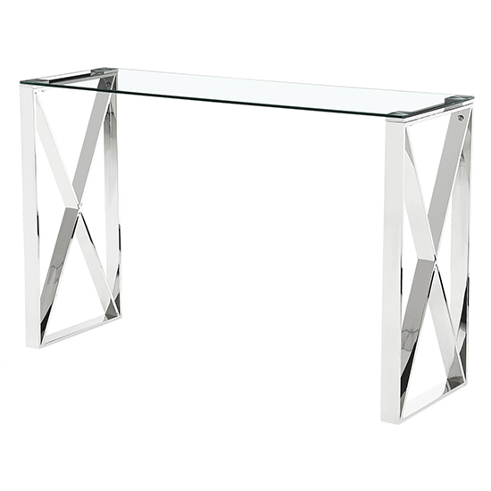 Nardo Clear Glass Console Table With Silver Metal Frame | Furniture in ...